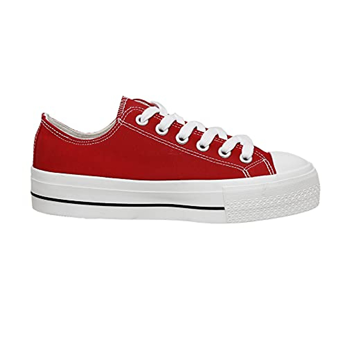 CUSHIONAIRE Women's Vince Low top Canvas Sneaker +Memory Foam, Red 8.5