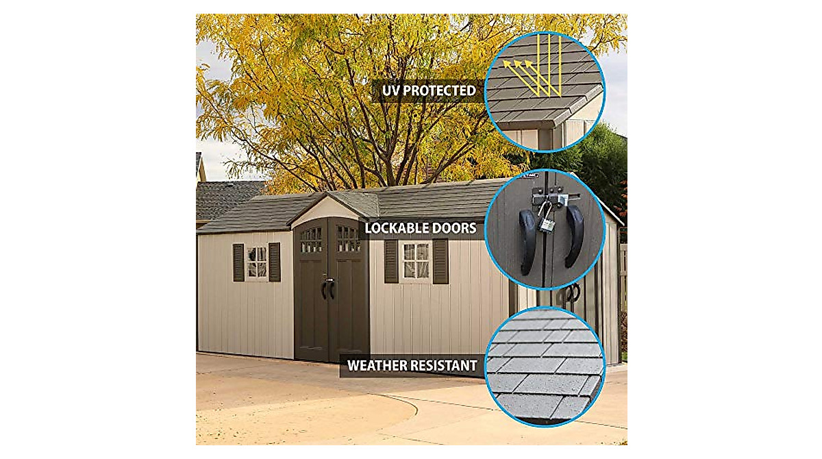 Lifetime 20x8 Ft Outdoor Storage Shed in Desert Sand | Durable & Secure
