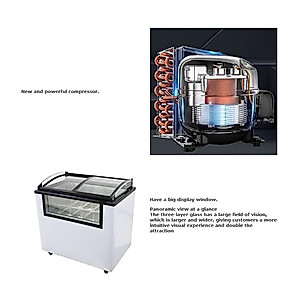 BREVELTION 10 PAN Ice Cream Showcase Ice Cream Display Cabinet 136L Freezer 110V
