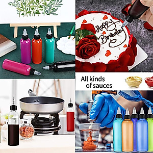 HUIZHU 10Pcs 2oz/60ml Plastic Dispensing Bottles with Twist Top Cap Boston Round LDPE Bottles,Twist Top Squeeze Bottles for Crafts,Kitchen,Household(60ml)