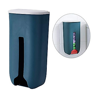 UPKOCH Grocery Bag Storage Holder Wall Mounted Garbage Bags Trash Bags Dispenser for Kitchen Home(Dark Blue)