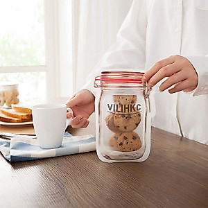 Vilihkc Reusable Storage Bags Mason bottle shape- 10 Pack Airtight Freezer Bags BPA FREE Lunch Bag for Food Travel Storage Home Organization