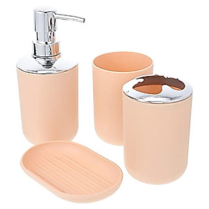 FRCOLOR 3 Sets Bathroom Set Bathroom Accessories Set Toothbrush Holder Plastic Soap Dispenser Black Trim Hand Wash Dispenser Apothecary Storage Jar Toothbrush Cup Personal Washing Cup Cans