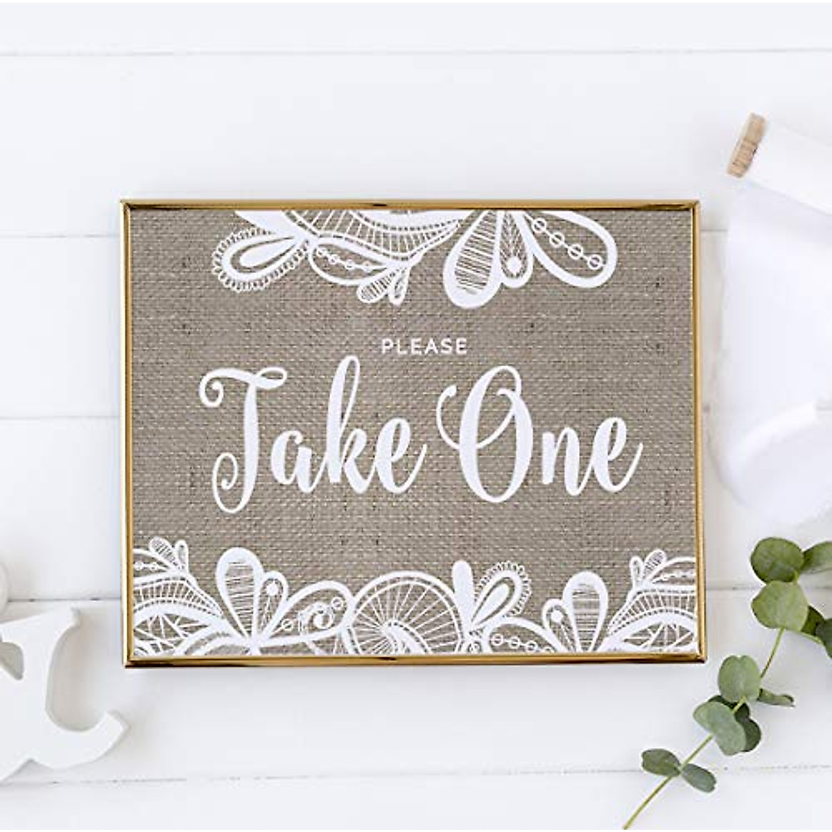 Andaz Press Unframed Wedding Party Signs, 8.5x11-inch, Burlap Lace, Welcome to Our Wedding, Cards and Gifts, Please Take One Favors, Please Sign Guestbook, 4-Pack, Frames Sold Separately