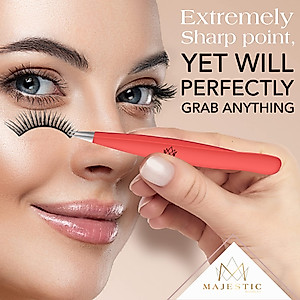 Majestic Bombay Fine Point + Slant Tweezers for Women and Men – Splinter Ticks, Facial, Brow and Ingrown Hair Removal–Sharp, Needle Nose, Surgical Tweezers Precision best tweezers for chin hair