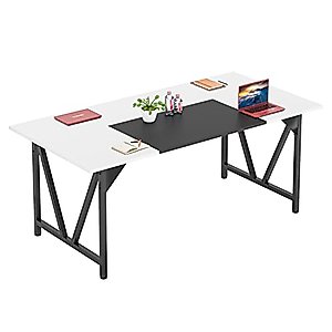 LITTLE TREE 6FT Conference Table, Modern Meeting Tables, Rectangular Training Seminar Table, Boardroom Desk with Splicing Board for Home Office