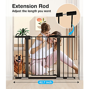 OTTOLIVES Metal Baby Gate Pet Gate 2.7 Inches Gate Extensions for Stairs & Doorways Baby Gate with a Anti-Collision Slot (Black)