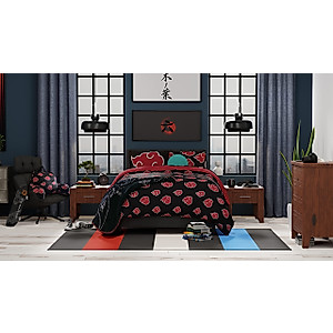 Franco Naruto Anime Akatsuki Pattern Bedding Soft Microfiber Comforter, Twin, (Official Naruto Product)