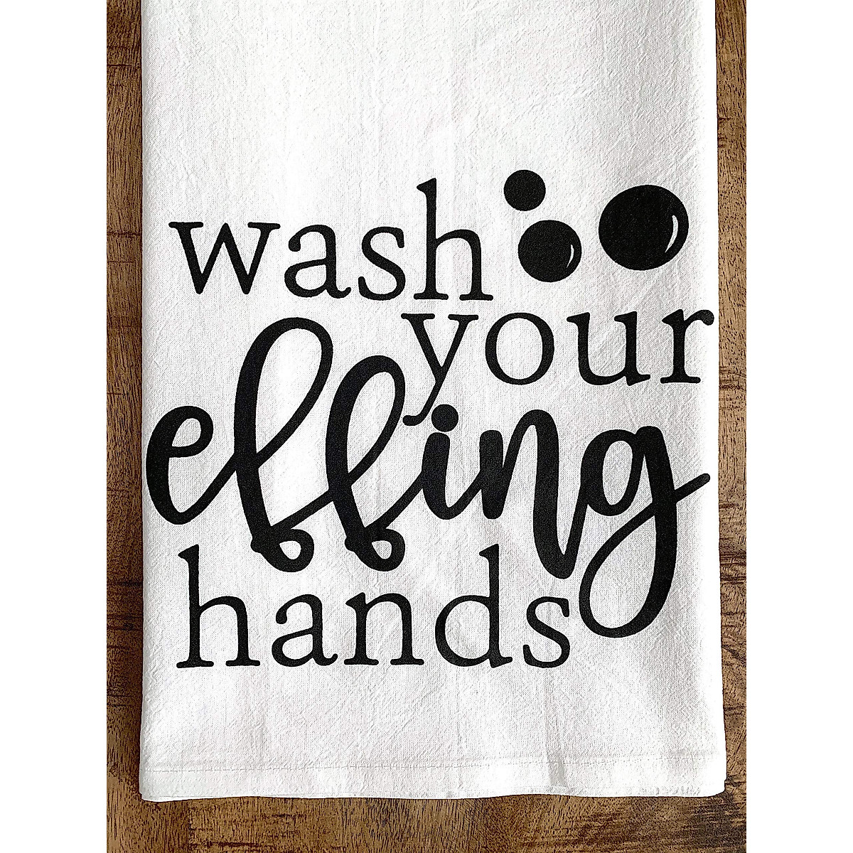 Handmade Funny Bathroom Towel - 100% Cotton Funny Flour Sack Wash Your Hands Towel for Bath - 28x28 Inch Hostess Housewarming Christmas Mother’s Day Birthday Gift (Wash Your Effing Hands)