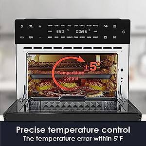 32 QT Digital Toaster Oven Air Fryer Combo, AUMATE by Kitchen in the box Convection Oven Countertop, 19-in-1 Smart Airfryer, Pizza Oven, Toast Bake and Broil, Rotisserie, 7 Accessories, 1800W