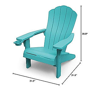 Keter Outdoor Patio Garden Deck Furniture Resin Adirondack Chair with Built-in Cup Holder (Teal)