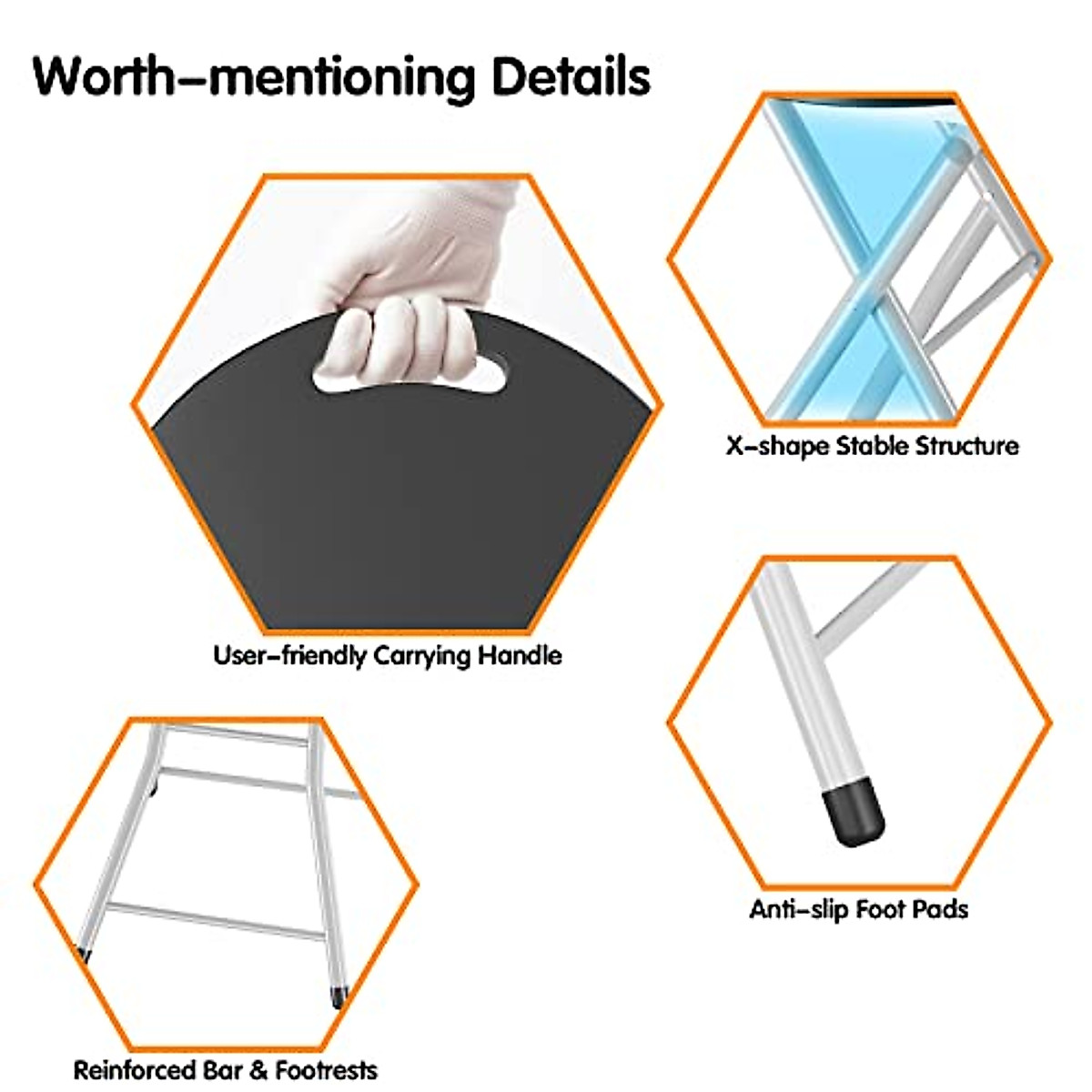 GYMAX Folding Stool, 28in Portable Collapsible Bar Stool with Handle & Steel Frame, 330lbs Sturdy Foldable Lightweight Round Metal Chair for Outdoor/Indoor Kitchen Home Pub Bar, Assembly Free (1)