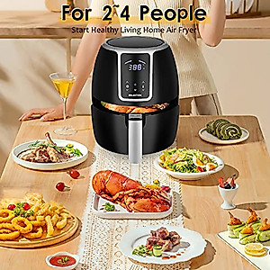 iRUNTEK Small 7-in-1 Air Fryer, 1400W 4 Quart Air Fryer for Healthy Cooking, Using Friendly, LED Display, Separate Non-stick Basket, Black