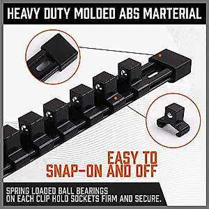 HORUSDY 9PC ABS Socket Organizer, 1/4-Inch x 38 Clips, 3/8-Inch x 45 Clips, 1/2-Inch x 36 Clips, Premium Quality Socket Holders