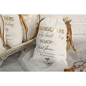 Cytdkve Gold Foiled Hangover Favor Bag Bachelorette Party Favor Bag, Wedding Survival Kit Bags Bridesmaid Gift Bags for Wedding Bridal Shower (10 Pieces, White, 5 x 7 Inch)
