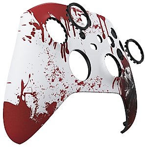 eXtremeRate ASR Version Custom Shell for Xbox Core Wireless Controller - Anti Sticks Rubbing Rings - Replacement Accessories Front Cover Faceplate for Xbox Series X & S Controller - Blue Flame