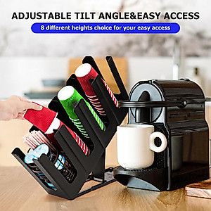 MIDYOO Coffee Station Organizer for Disposable Cup and Lid,4 Compartment Adjustable Cup Holder Dispenser with Coffee Pod and Straw Storage Basket, Coffee Bar Accessories