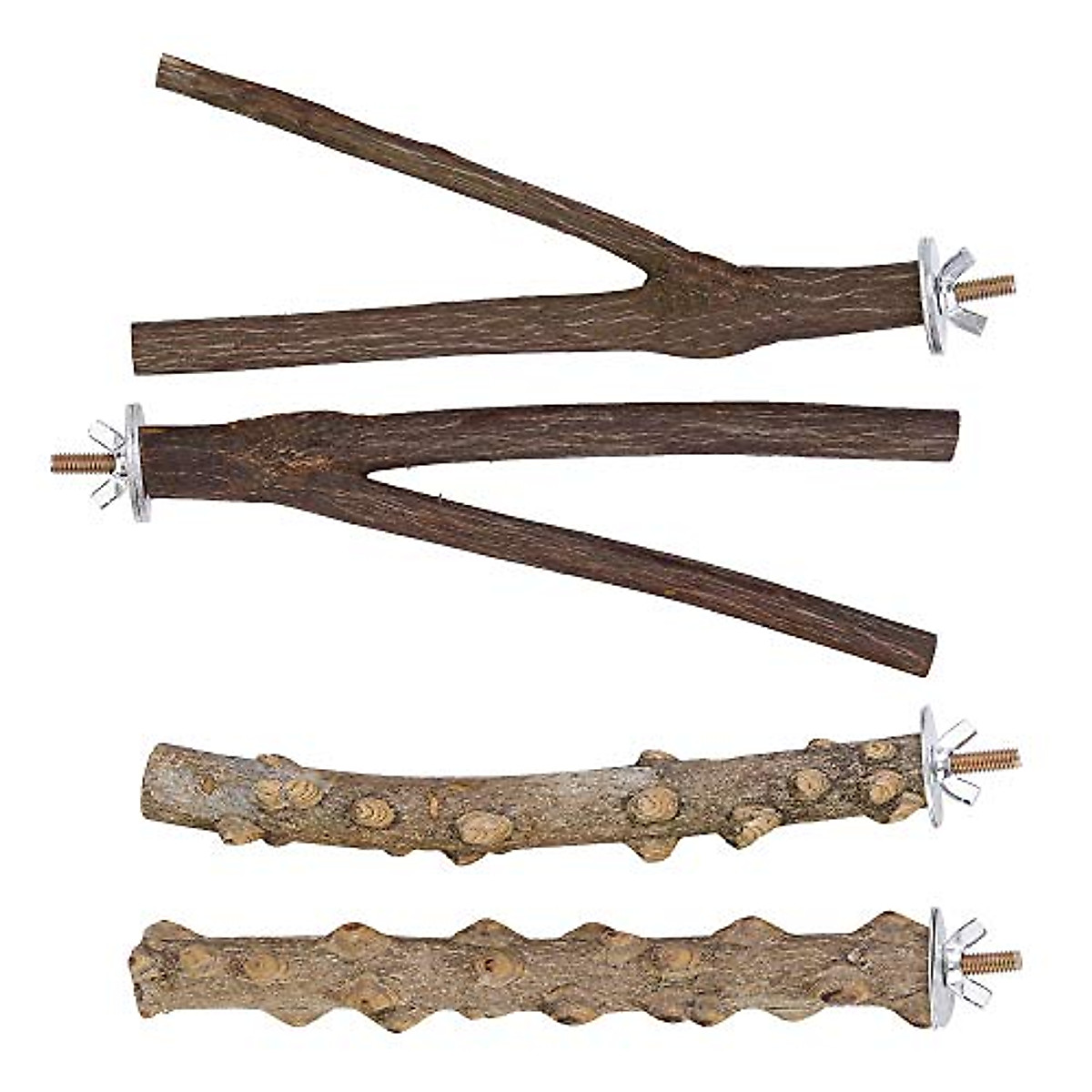 Mogoko 4 Pcs Bird Perches Parrot Stand Natural Wood Perch Parakeet Toys Bird Cage Accessories for Conure Supplies Budgie Platform