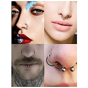 Xnsjeyy 16G Stainless Steel Nose Rings Hoops Hinged Clicker Septum Ring Lip Ring Cartilage Tragus Earrings Body Piercing Jewelry for Women Rose Gold