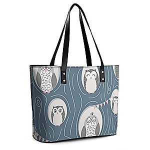 Womens Handbag Owls Leather Tote Bag Top Handle Satchel Bags For Lady