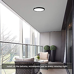 TALOYA 2 Pack LED Flush Mount Ceiling Light Black 5000K 8.9 Inch Round 18W=180W (Equivalent) Simple Lamp for Bedroom Hallway Low Ceilings Areas