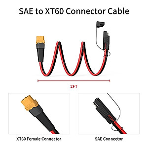 ELFCULB 10AWG XT60 to SAE Connector Extension Cable with SAE Polarity Reverse Adapter for Portable Power Station Solar Panel Solar Generator(2FT)