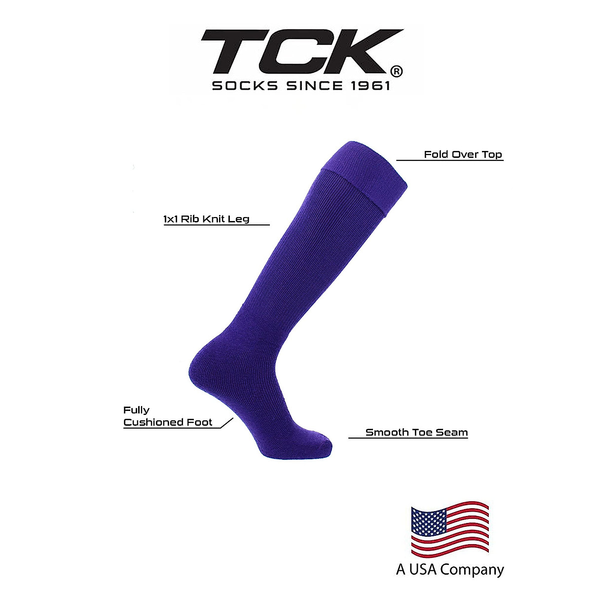 TCK Soccer Socks Multisport Tube MS (Purple, Large)