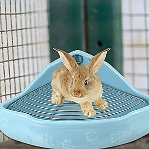 Balacoo Small Animal Litter Cage Ceramic Triangle Potty Trainer Corner Litter Ferret Litter Box Bedding Box Pet Pan for Rabbit Bunny Chinchilla Ferret Guinea Pig Hamster