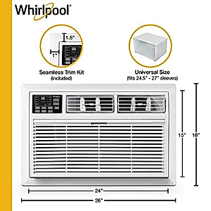 Whirlpool 14,000 BTU 230V Through-the-Wall Air Conditioner and Heater with Remote Control, Digital Display, and 24H Timer