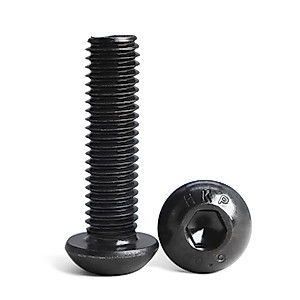 M5 x 40mm Button Head Socket Cap Screws Bolts, 10.9 Grade Alloy Steel, Black Oxide Finish, Metric Allen Hex Drive, Fully Threaded, 50PCS