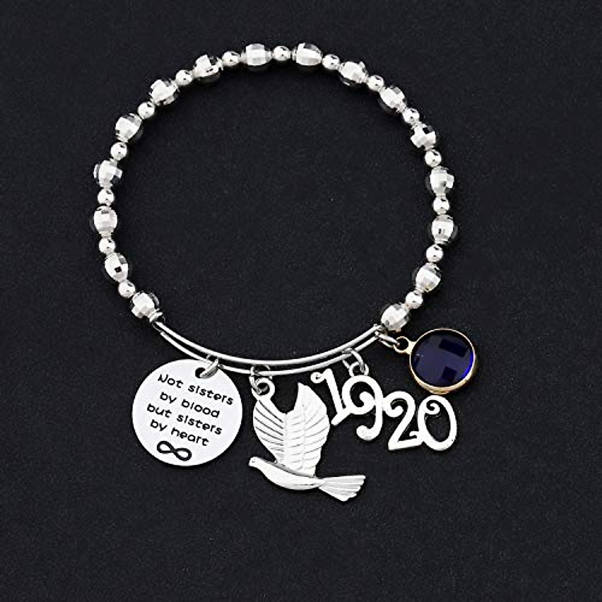 HOLLP 1920 Sorority Navy Jewelry Not Sisters by Blood But Sisters by Heart Pigeon Bracelet Sister Gift Sorority Gift Greek Sorority Inspired Gift for Finer Women (Mirror Bracelet)