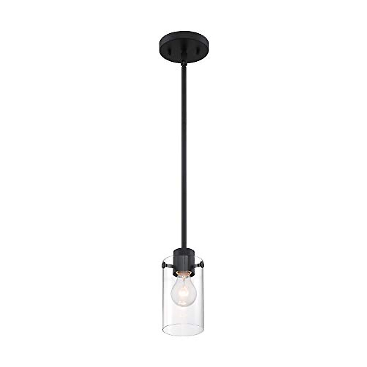 Nuvo 60/7270 Sommerset 1-Light Mini Pendant Fixture with Clear Glass - Matte Black Finish