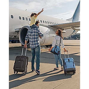 BAGSMART Underseat Carry On luggage Airline approved, 16-inch Softside Underseater Travel Suitcase with Spinner Wheels (03-Blue, Carry-on 20 Inch)