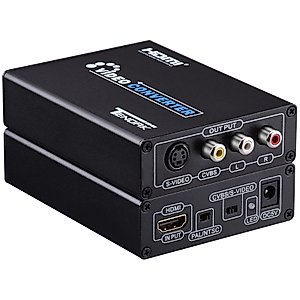 Tendak HDMI to Composite 3RCA AV S-Video R/L Audio Video Converter Adapter Upscaler Support 720P/1080P with RCA/S-Video Cable for PC Laptop Xbox PS3 TV STB VHS VCR Camera Blue-Ray DVD