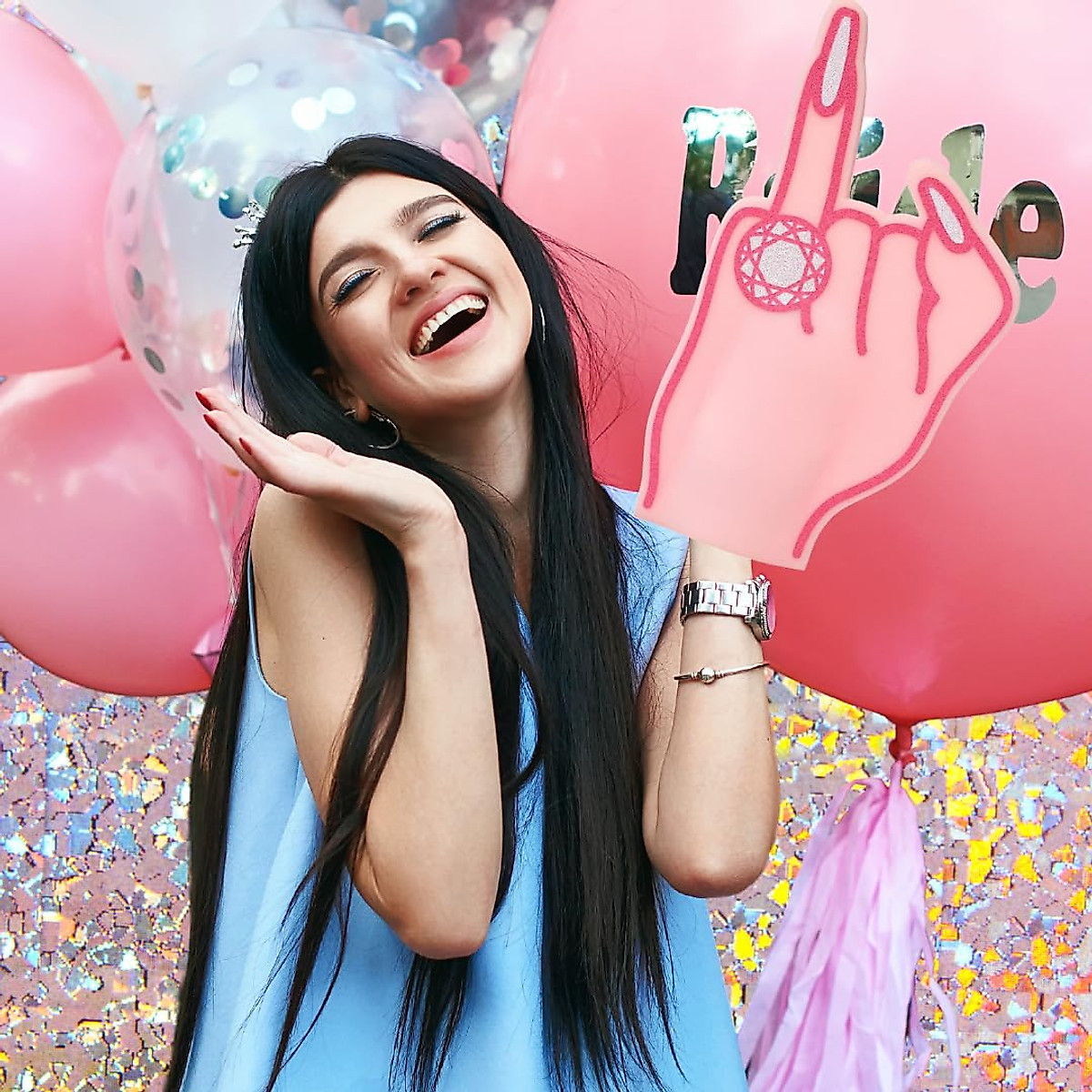 VENUS ALLURE Bachelorette Party Foam Finger Engagement Ring - Bride-to-Be Photo Prop, Bridal Shower & Wedding Decoration