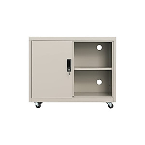 Fumedo Metal Mobile Lateral File Cabinet, Storage Locker,Printer Stand with Open Storage Shelves for Office,School,Home,Living Room. (Gray)