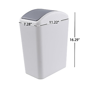 Asking 4.5 Gallon Small Trash Can with Swing-top Lid, 3-Pack Swing Plastic Waste Bin, Gray