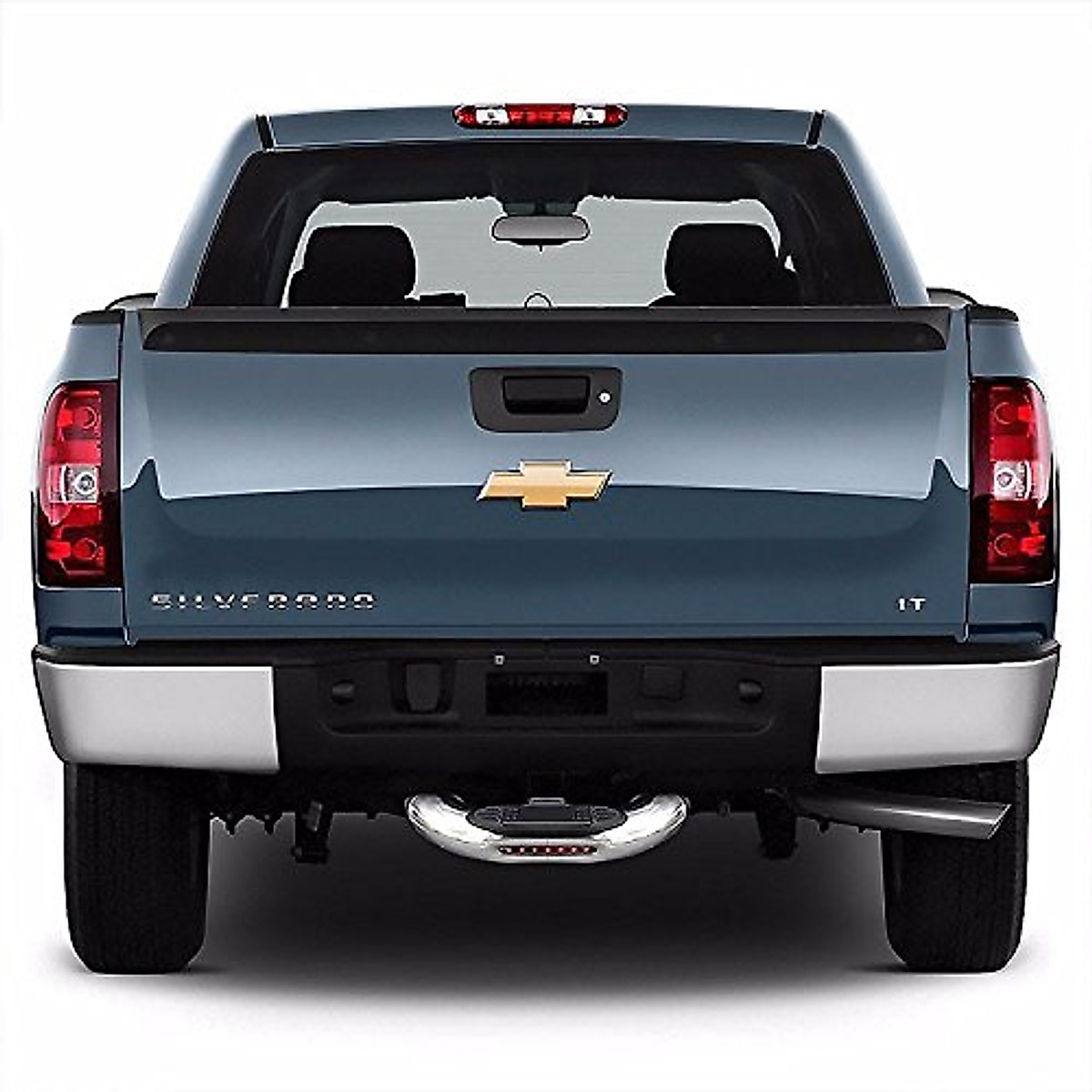 Chrome 19" Pedal Class III 1.25/2.00" Receiver 3.00" Round LED Brake Light Trailer Tailgate/Hitch Step Bar (Requires Use of a 5/8" Hitch Pin)