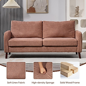 Consofa Loveseat Sofa, 69.3'' Small Modern Loveseat Couch for Small Spaces, Comfy 2 Seater Sofa with Solid Wooden Legs, Removable Cover, Mid Century Modern Couch for Living Room (Pink)