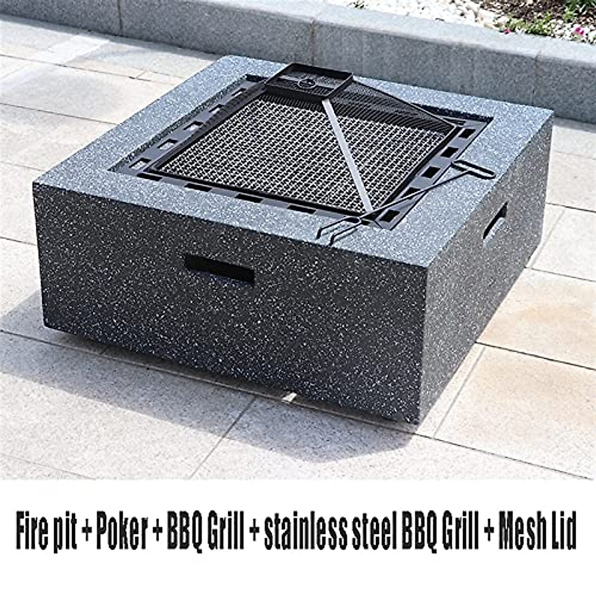 Fire Pits Outdoor Large BBQ Leisure Table On The Garden Terrace, Outdoor Cooking Fire Pit, Burning Fire Bowl, Multifunctional Heating Fireplace