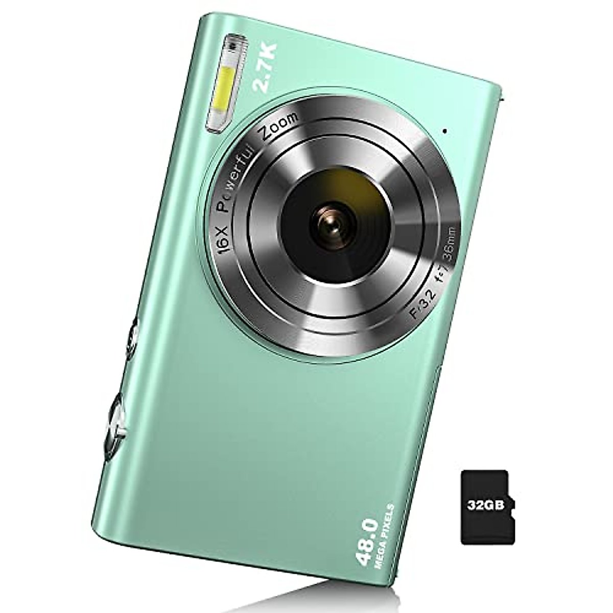 Digital Camera 2.7K 48MP Vlogging Camera, Auto Focus Digital Point and Shoot Camera with 32GB Memory Card,16X Zoom-Pink