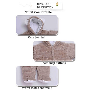 XMWEALTHY Unisex Baby Clothes Winter Coats Cute Newborn Infant Jumpsuit Snowsuit Bodysuits Baby Gifts Girl Boy Khaki M