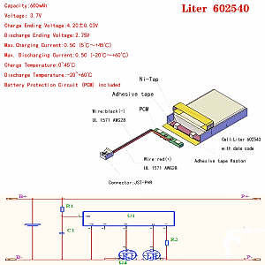 Liter Energy Battery 3.7V Lipo Battery 600mAh Rechargeable Lithium ion Polymer Battery 602540 Lithium Polymer ion Battery with JST Connector