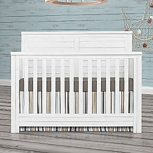 Evolur Belmar Flat 5 in 1 Convertible Crib & Double Dresser with Free 260 Coil Crib & Toddler Mattress