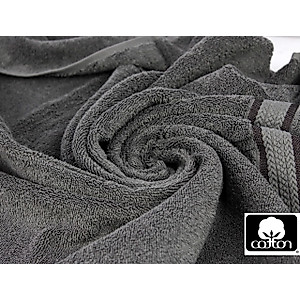 COTTON CRAFT Ultra Soft Hand Towels - 6 Pack - 16x28-100% Cotton Face Towels - Absorbent Quick Dry Everyday Luxury Hotel Bathroom Kitchen Spa Gym Shower Pool Camp Picnic Dorm - Easy Care - Charcoal