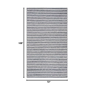 SAFAVIEH Striped Kilim Collection 6' x 9' Navy / Blue STK513N Handmade Flatweave Cotton Area Rug