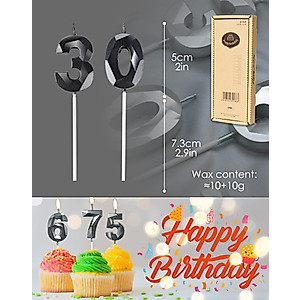 Number 12 Candles,12th Birthday Candles,Black Happy Birthday Candle for Cake,3D Design Cake Topper Decorations for Boy Men Pet Birthday Party Wedding Anniversary Celebration Supplies