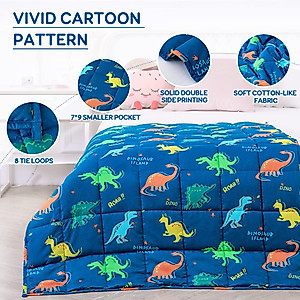 Kivik Toddler Weighted Blanket 3 lbs, Kids Weighted Blanket for Children, Soft Children Heavy Throw Blanket for All-Season Sleeping, Blue Dinosaur 36x48 Inches