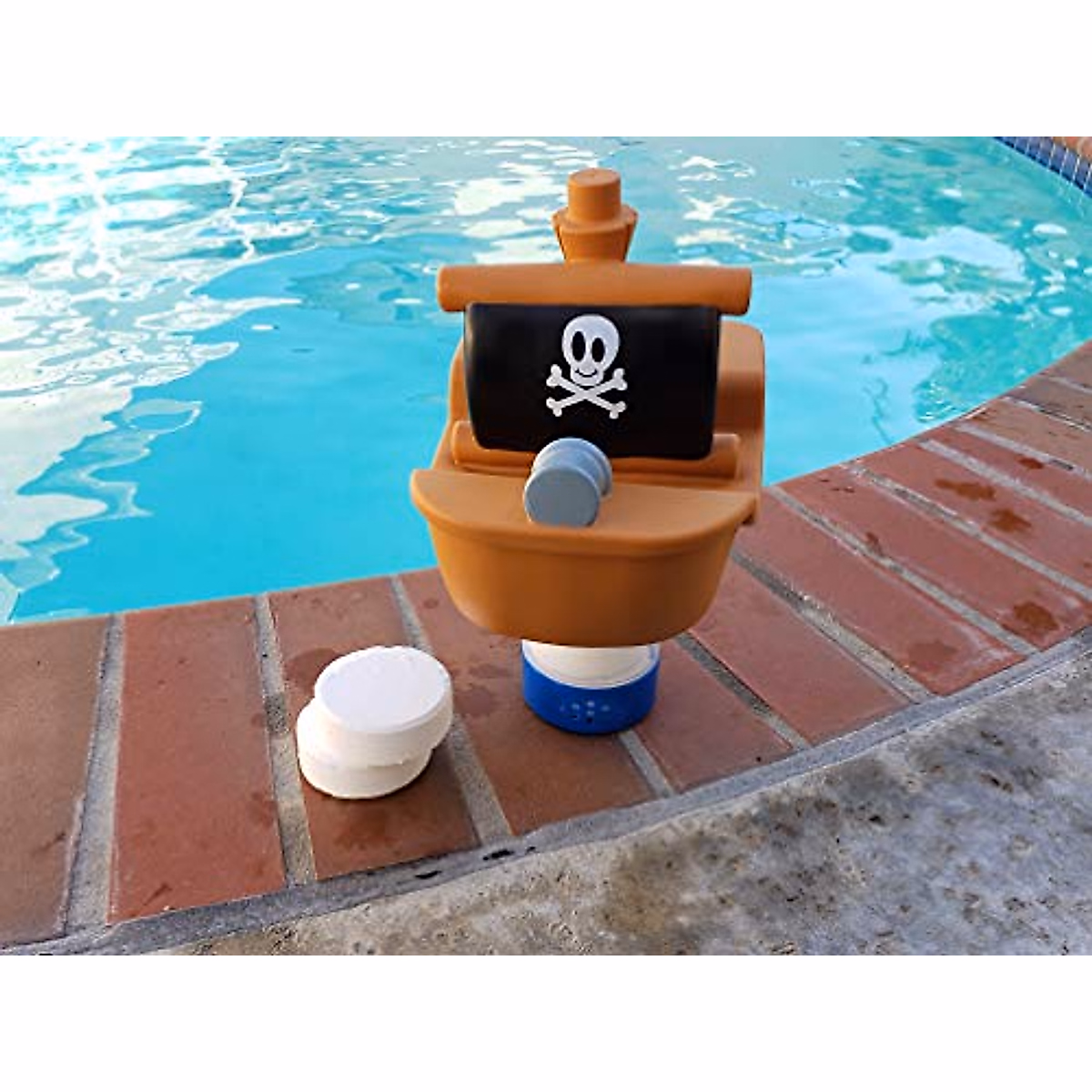 AquaAce Pirate Ship Floating Pool Chlorine Dispenser, Floater for 3 inch Chlorine Tablets