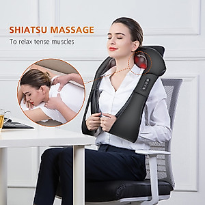 Snailax Shiatsu Neck and Shoulder Massager - Back Massager with Heat, Deep Kneading Electric Massage Pillow for Neck, Back, Shoulder,Foot,Body